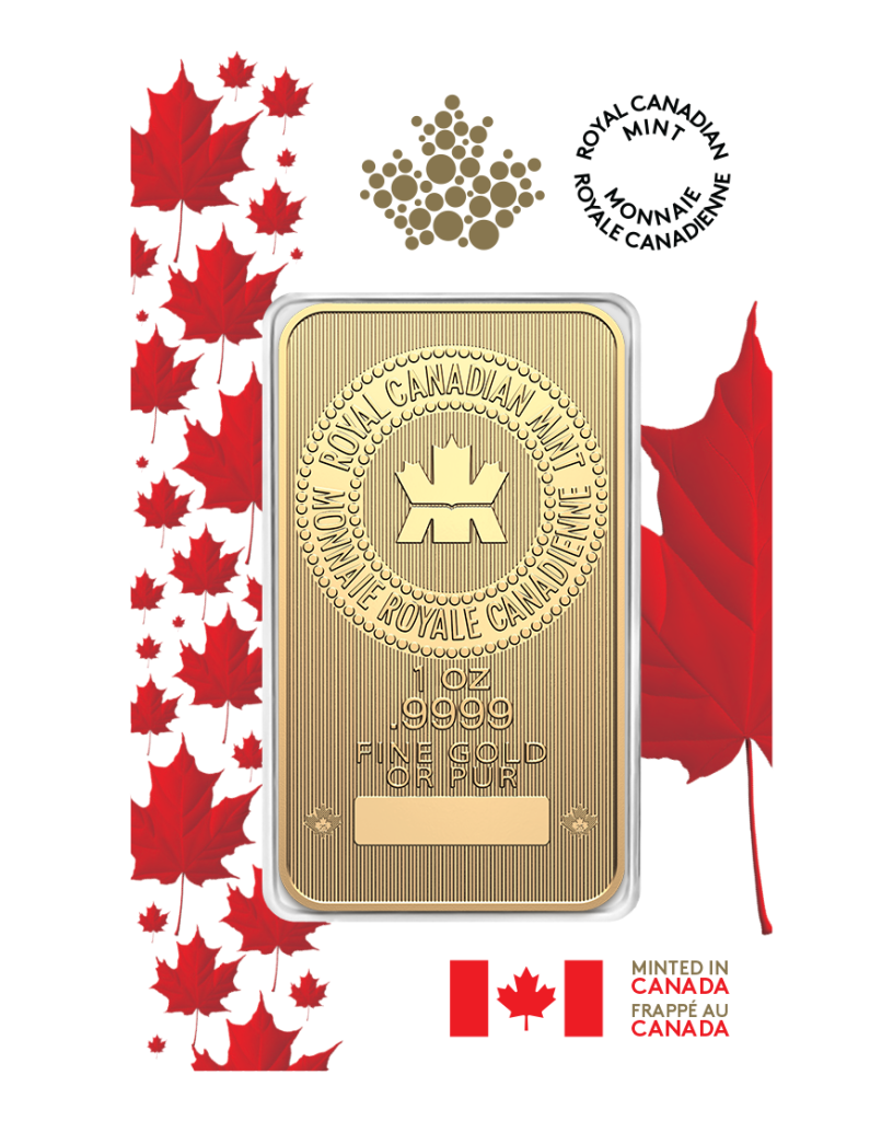 1 oz Gold Bar Royal Canadian Mint Proudly Canadian – MF Bullion Canada